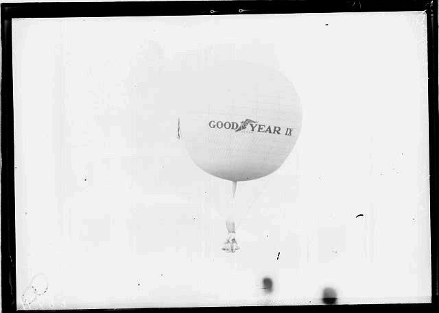 ECC | [Hot air balloon decorated with a Goodyear IX logo flying in