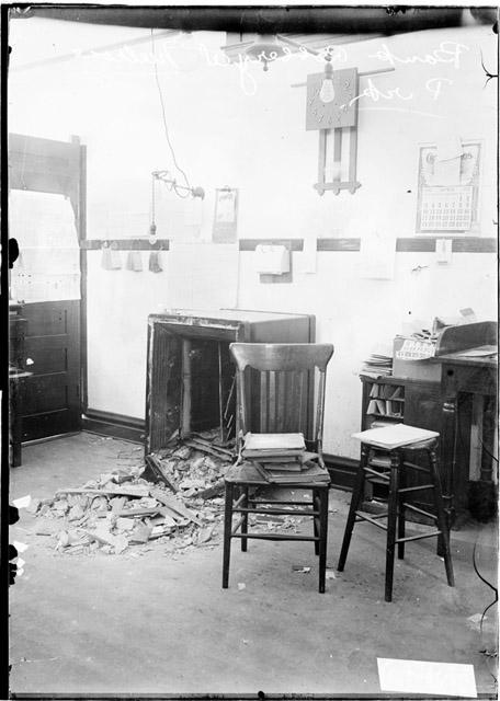 ECC | [Melrose Park bank safe, damaged during a bank robbery, with