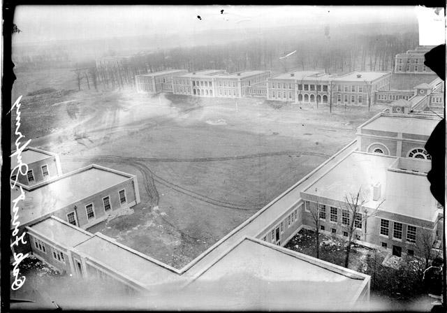 ECC | [Oak Forest Infirmary in elevated view showing several build