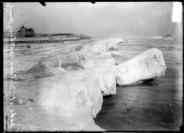 ECC | [Ice on rocks in Lake Michigan at the Wilson Avenue bathing
