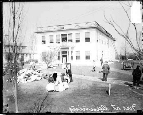 ECC | [Chicago State Hospital at Dunning after a fire with fire la