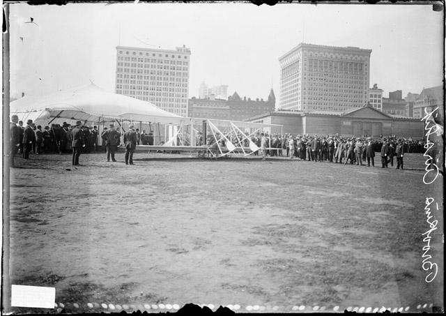 ECC | [Walter Brookins' airship parked in Grant Park with a tent a