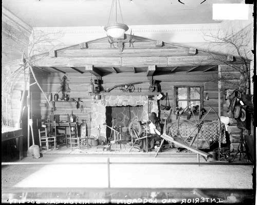 ECC | [Chicago Historical Society, interior of old log cabin on ex