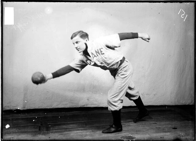 ECC | [Crane indoor baseball player, W. Krafft, throwing a ball un
