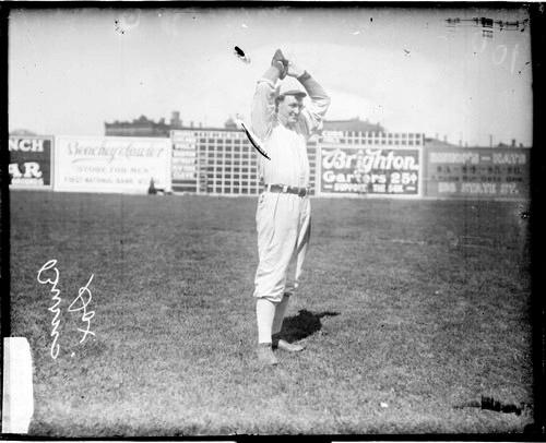 ECC | [Baseball player Bill Burns, Boston, winding up to throw a b