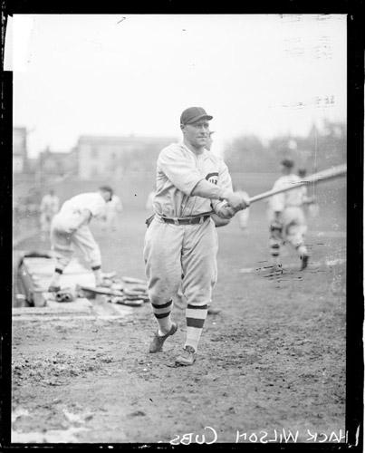 ECC | [Baseball player Hack Wilson, Cubs, swinging a baseball bat,