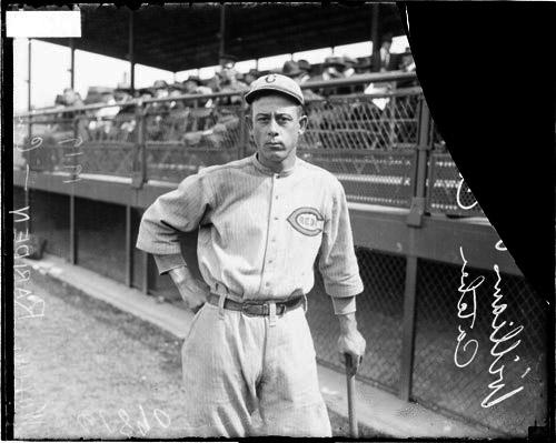 ECC | [Baseball player Bill Ring, Cincinnati Reds, leaning on a ba