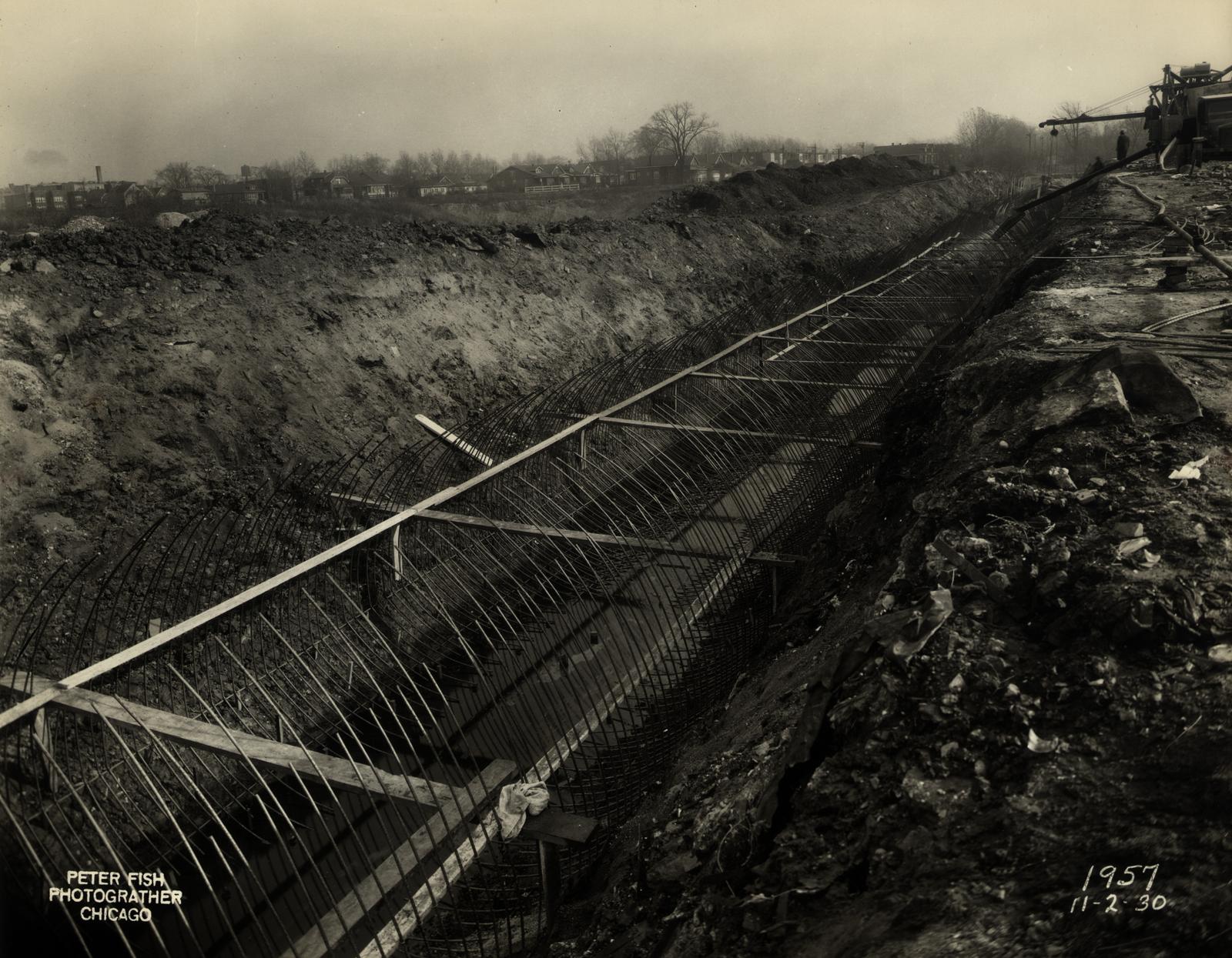 ECC | Berteau Avenue, excavated trench, November 2, 1930