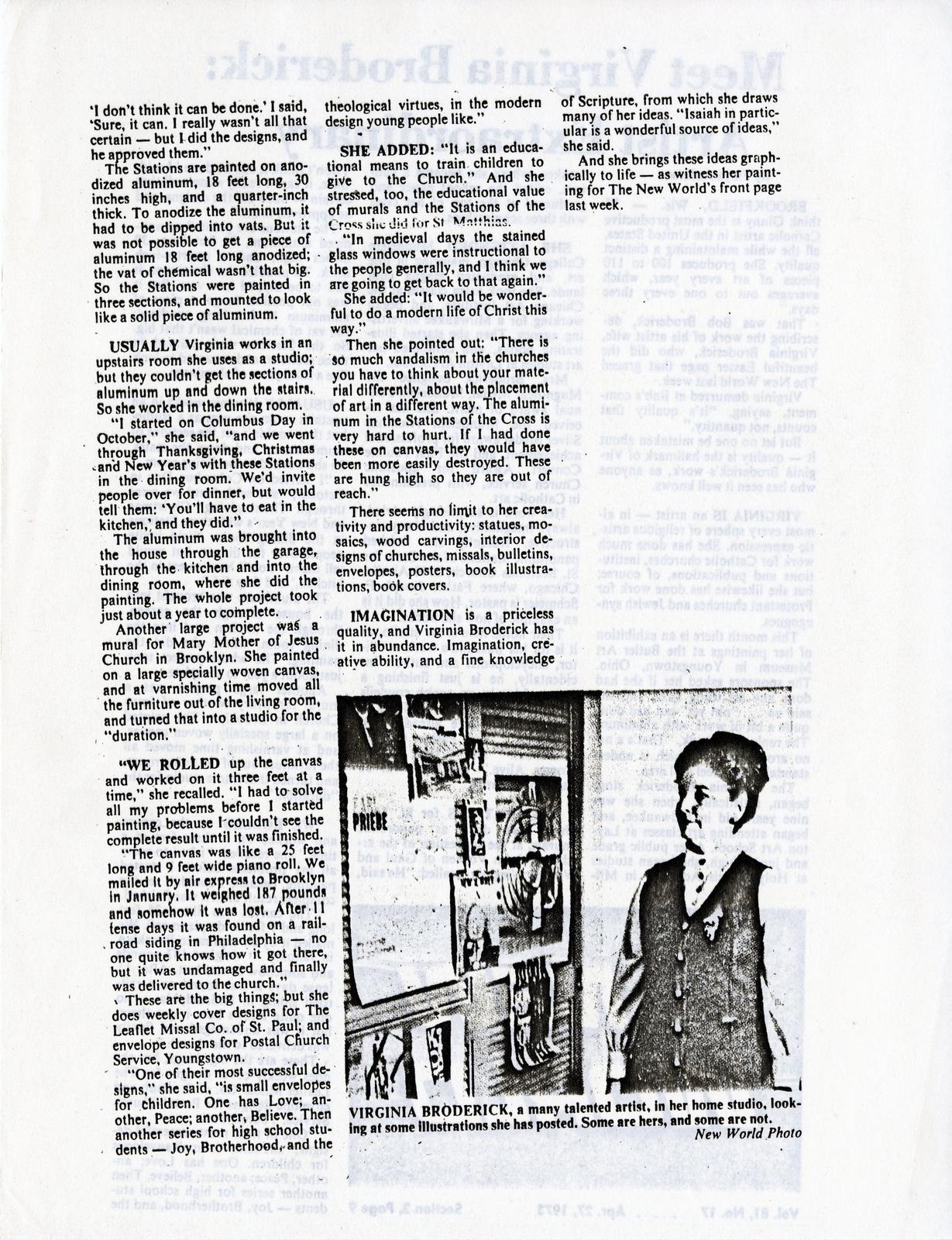 ECC | Articles: Virginia Broderick Artist Extraordinary