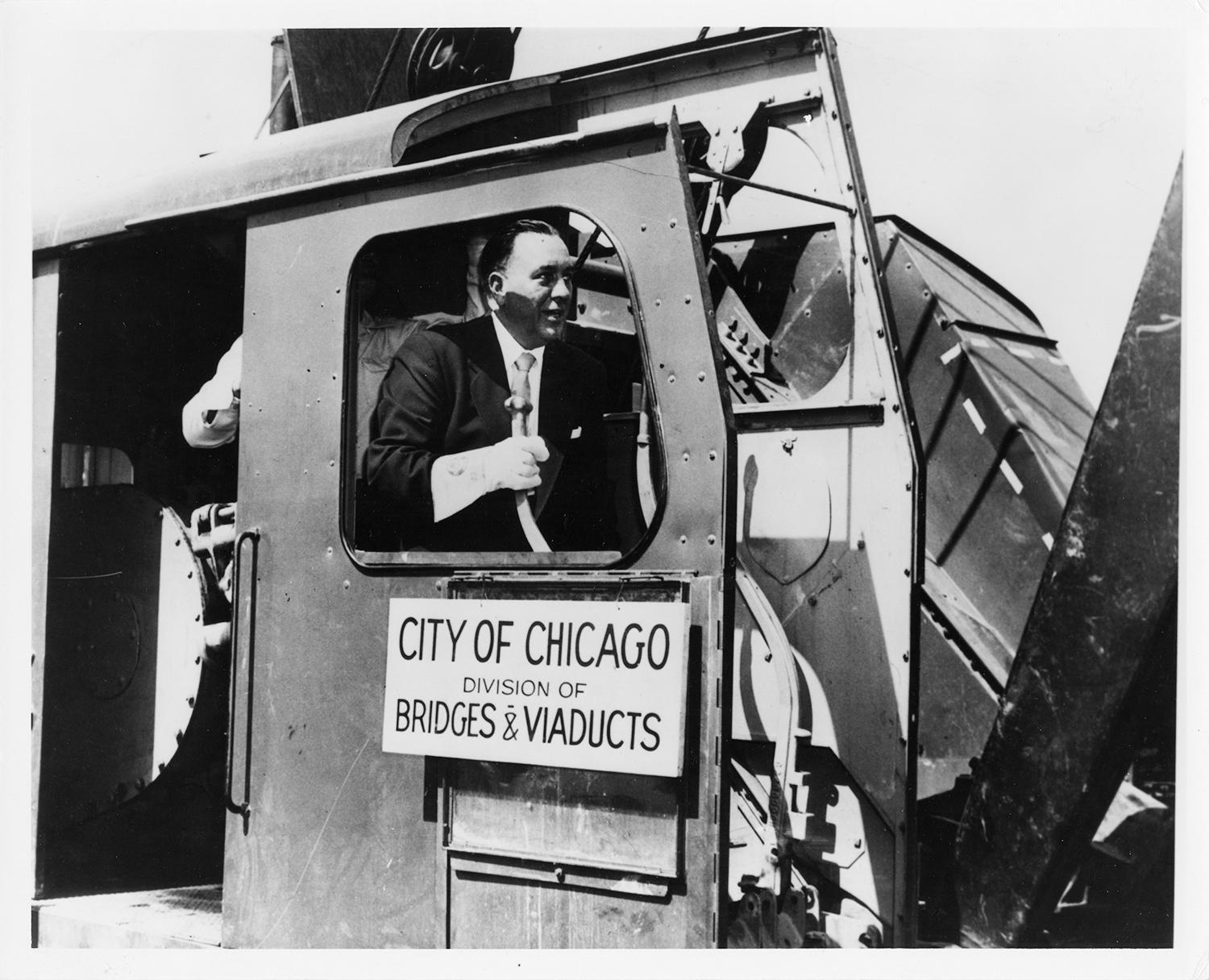 ECC | Richard J. Daley operating a piece of construction equipment