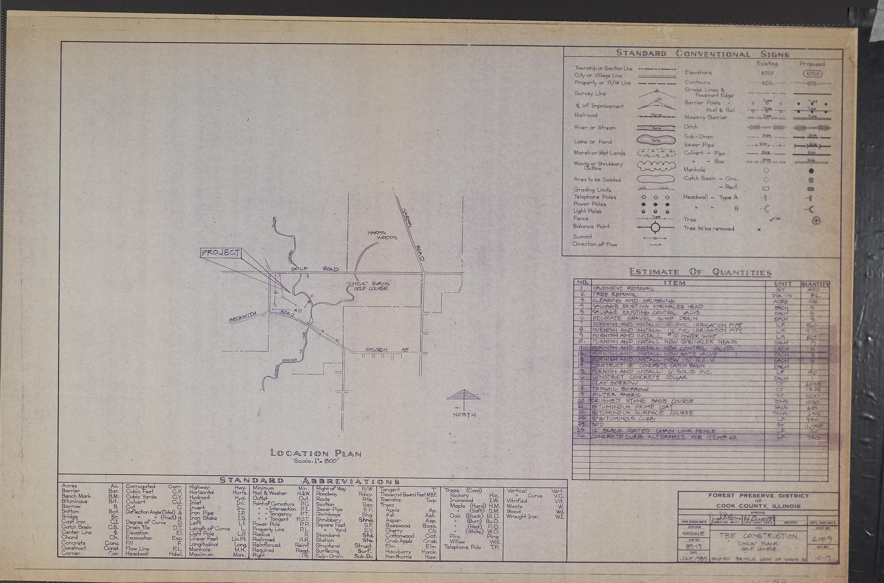 ECC | "Chick" Evans Golf Course; Tee Construction; Golf Road 3/4 M