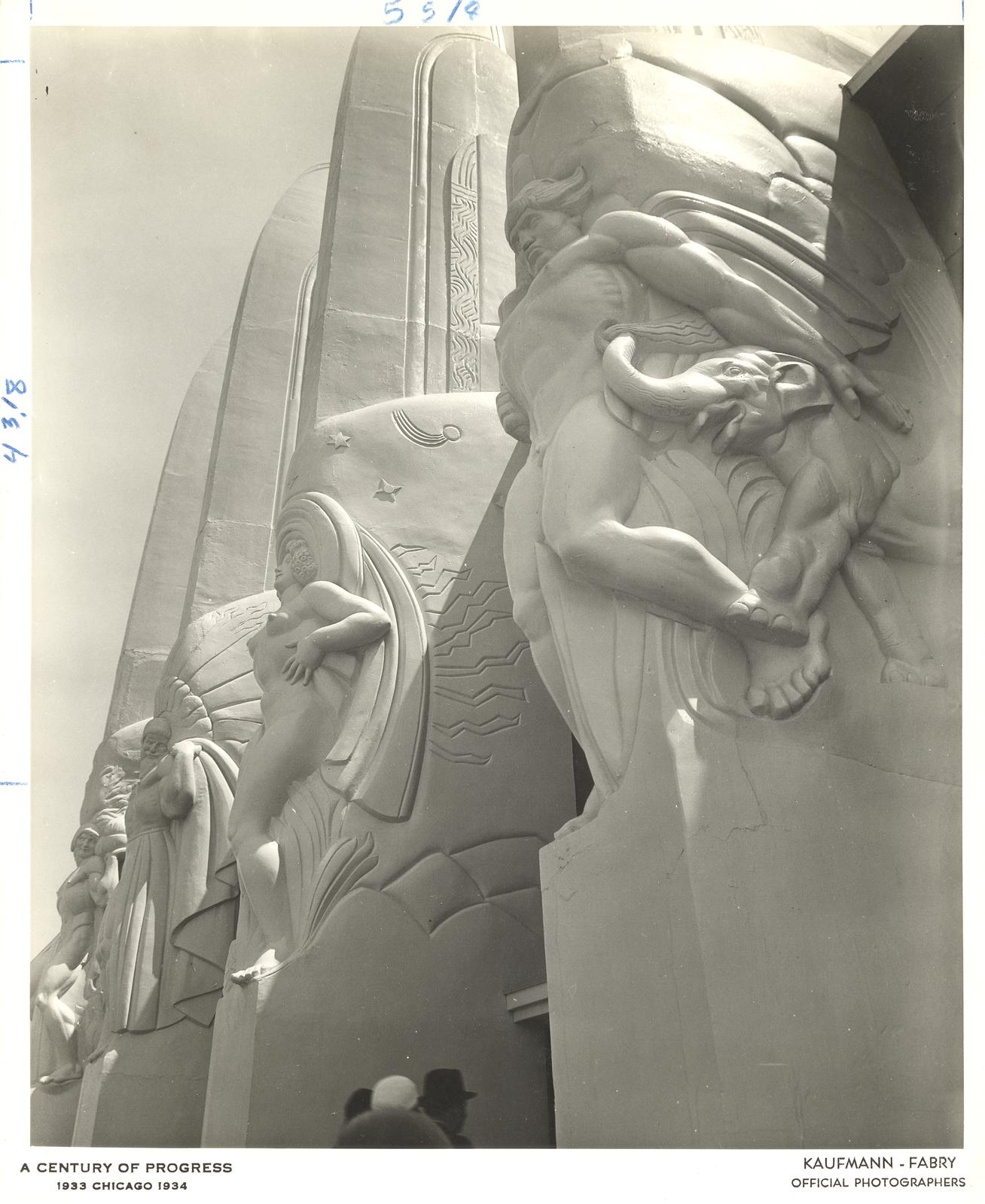 ECC | [Close-up view of the four pylon sculptures that decorate th